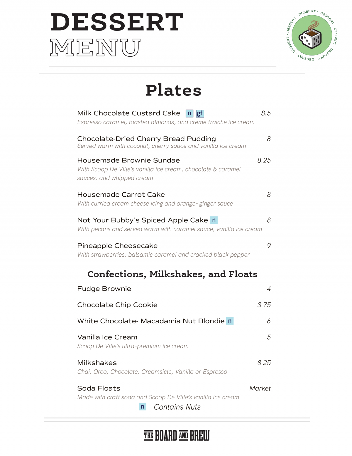 Philadelphia Menus - The Board and Brew