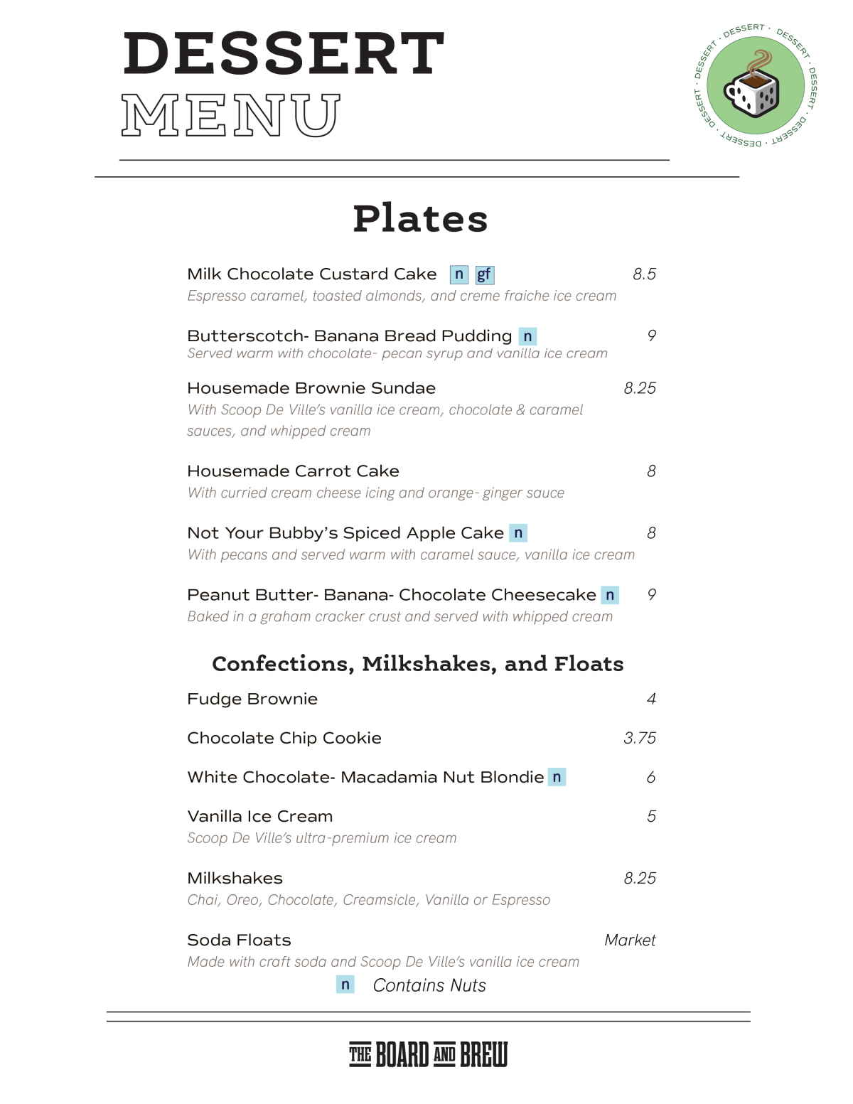 Philadelphia Menus - The Board and Brew